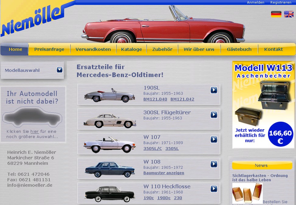 Online Shop für Mercedes-Benz Oldtimer Ersatzteile | Niemöller